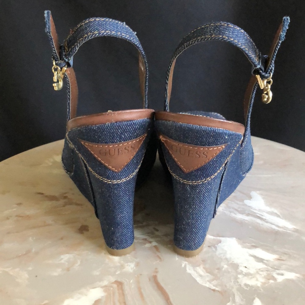 Guess Slingback Denim Platform Wedge - Gem